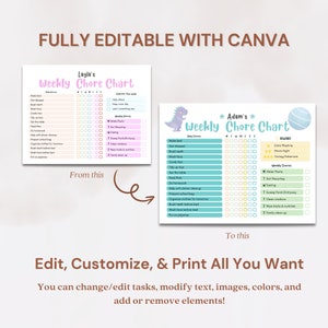 Kids Chore Chart: Editable Daily & Weekly Responsibility Checklist ...