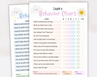 Editable Behavior Tracker for Kids Colorful Chart Template With Rewards ...