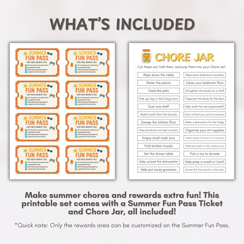 Summer Rules Screentime Checklist Editable Summer Chore Chart Summer ...