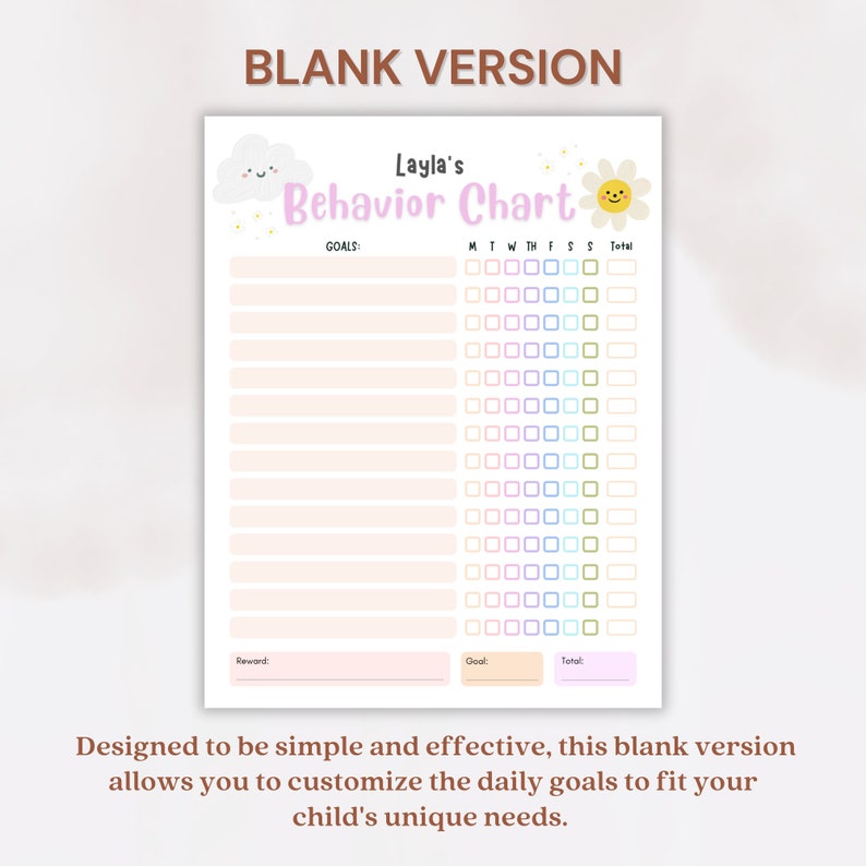 Editable Behavior Tracker for Kids | Colorful Chart Template With ...