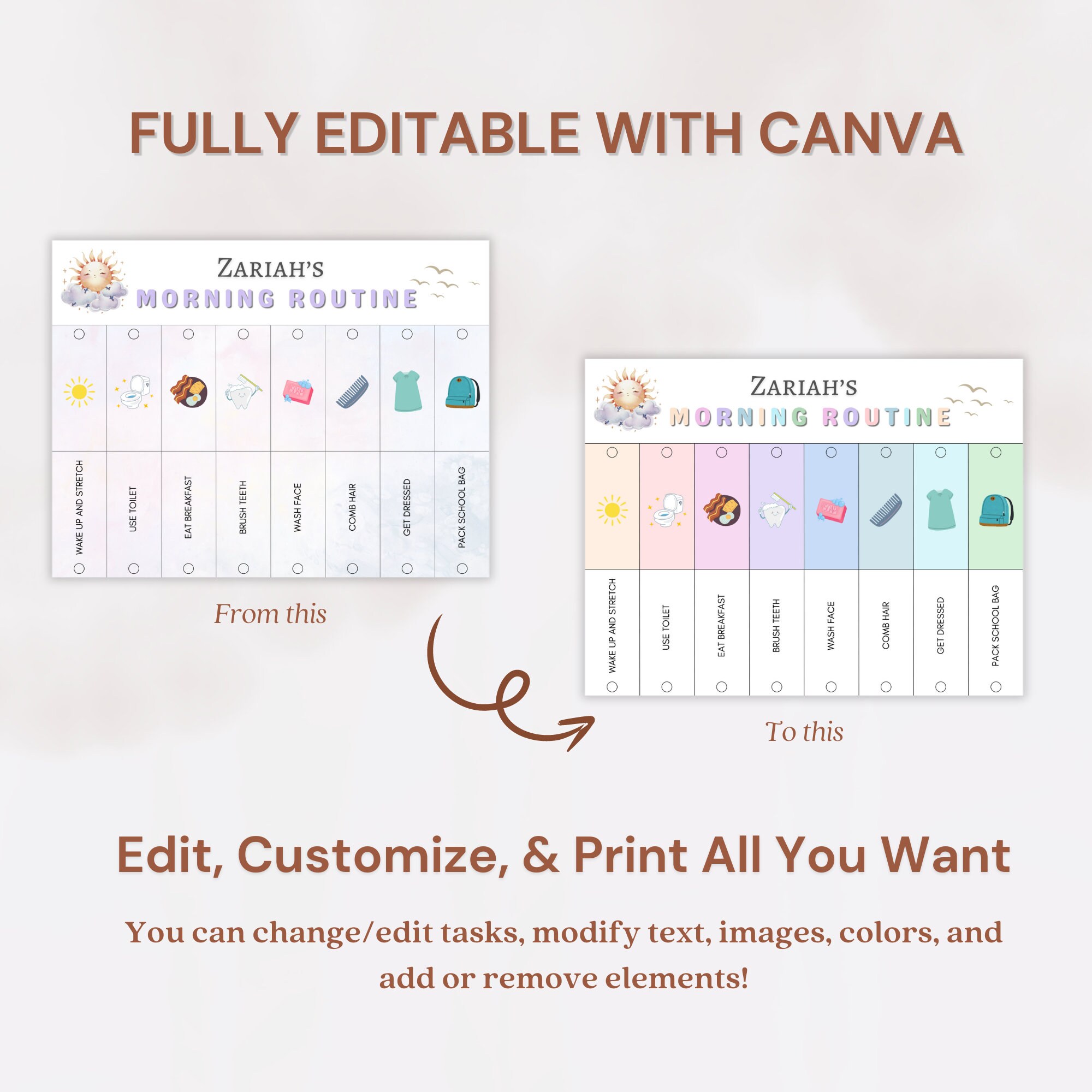 Kids Flip Routine Chart, Routine Flip Chart, Visual Schedule, Morning ...