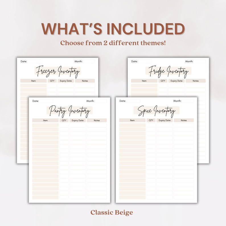 Editable & Printable Kitchen Inventory Tracker | Fridge, Freezer ...