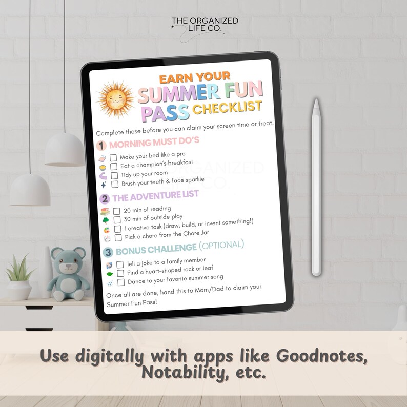 Summer Rules Screentime Checklist Editable Summer Chore Chart Summer ...