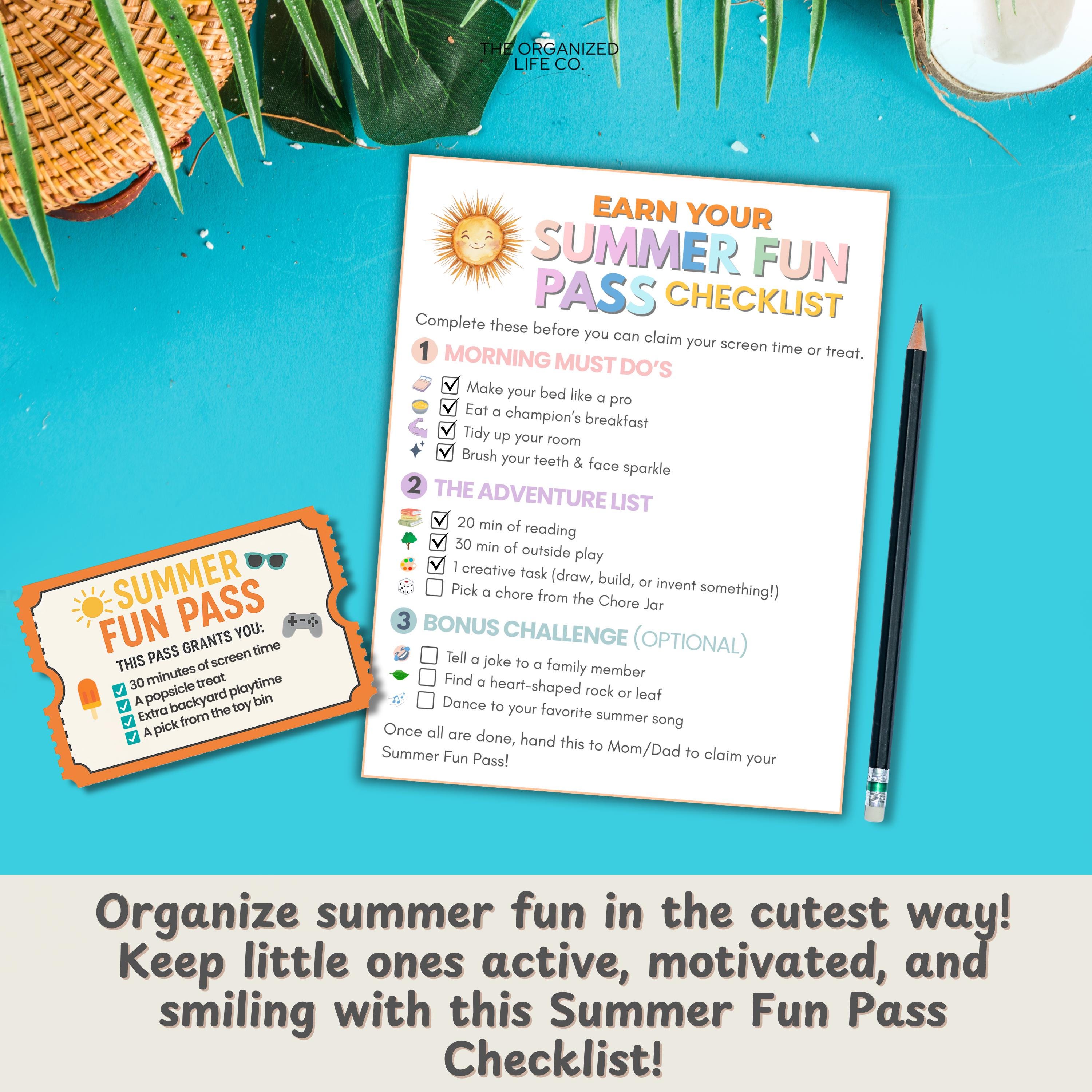 Summer Rules Screentime Checklist Editable Summer Chore Chart Summer ...