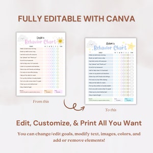 Editable Behavior Tracker for Kids | Colorful Chart Template With ...