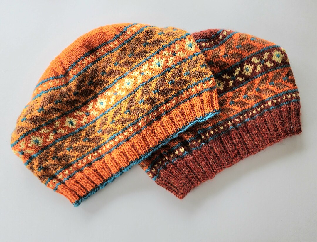 Hand Knit Fair Isle Hat Color Choice - Etsy