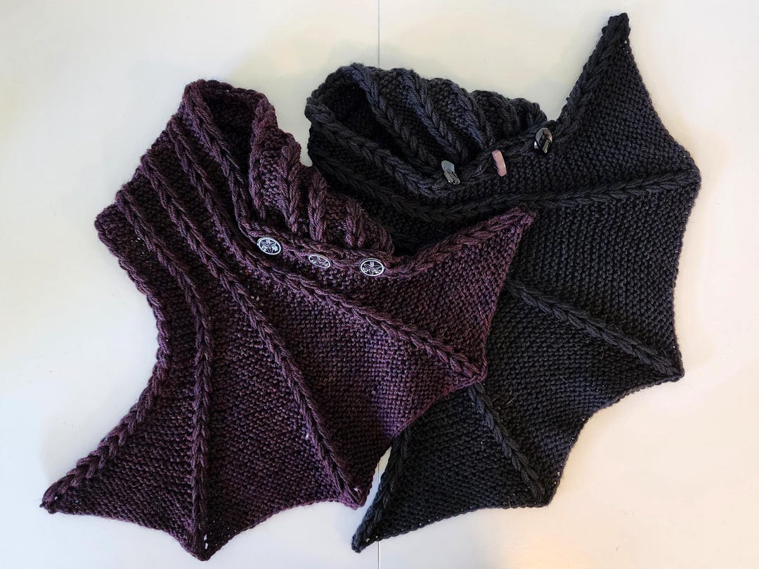 Hand Knit Dragon Wing Wool Cowl Scarf Batwing Choice of Deep Burgundy ...