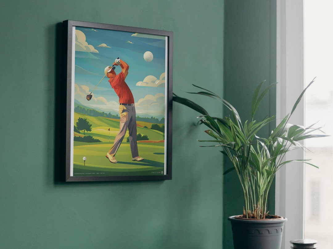 Golf Player Poster as Digital Download for Print at Home, Colorful Wall ...