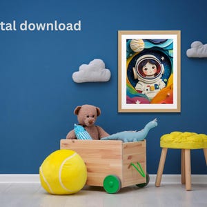 Girl Astronaut Space Poster as Digital Download for Print at Home ...