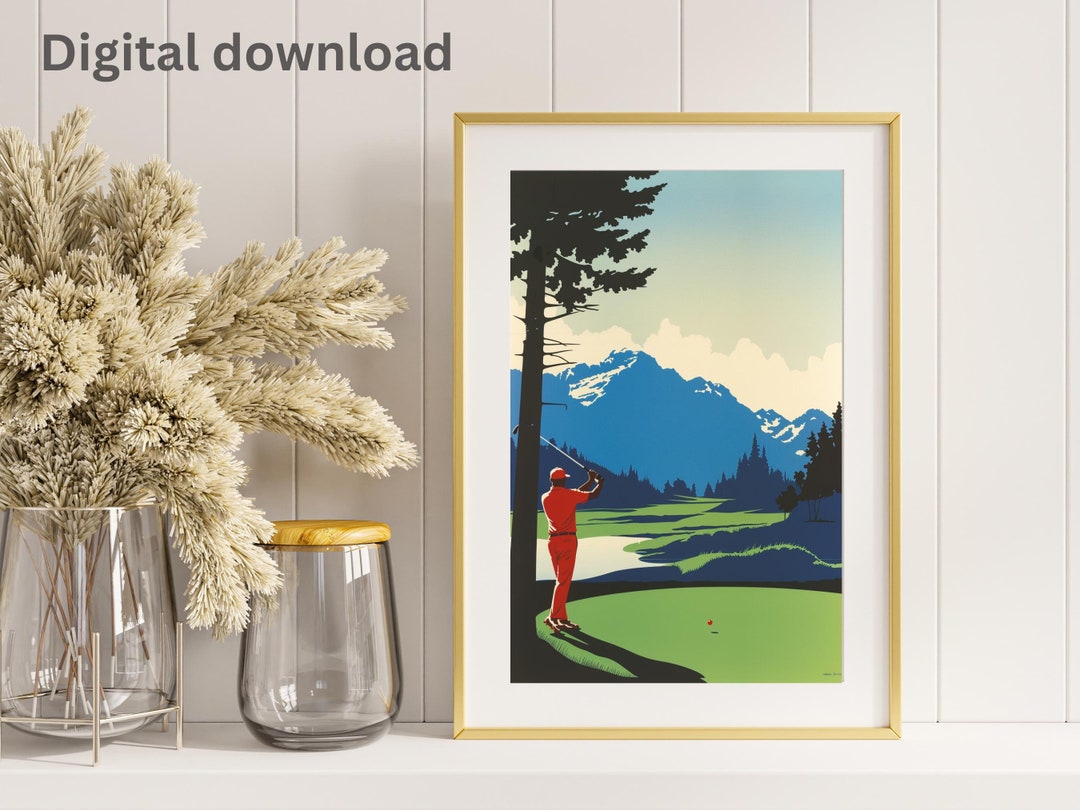 Golf Player Poster in Colorful Style, Digital Download for Print at ...
