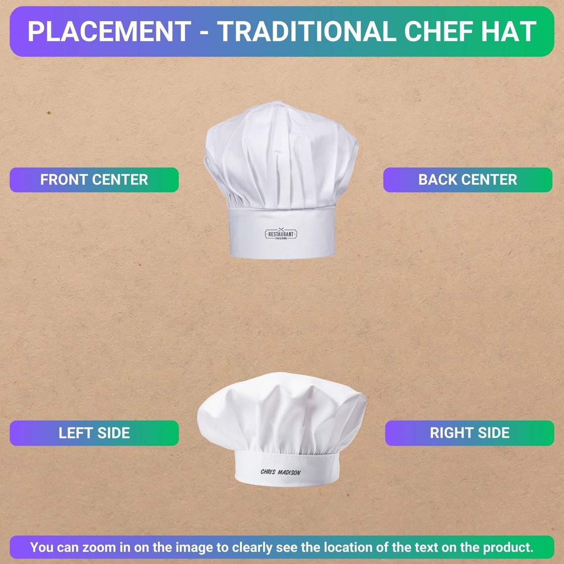 Personalized Chef Hat With Embroidery, Custom Chef Hat, Chef Hat With ...