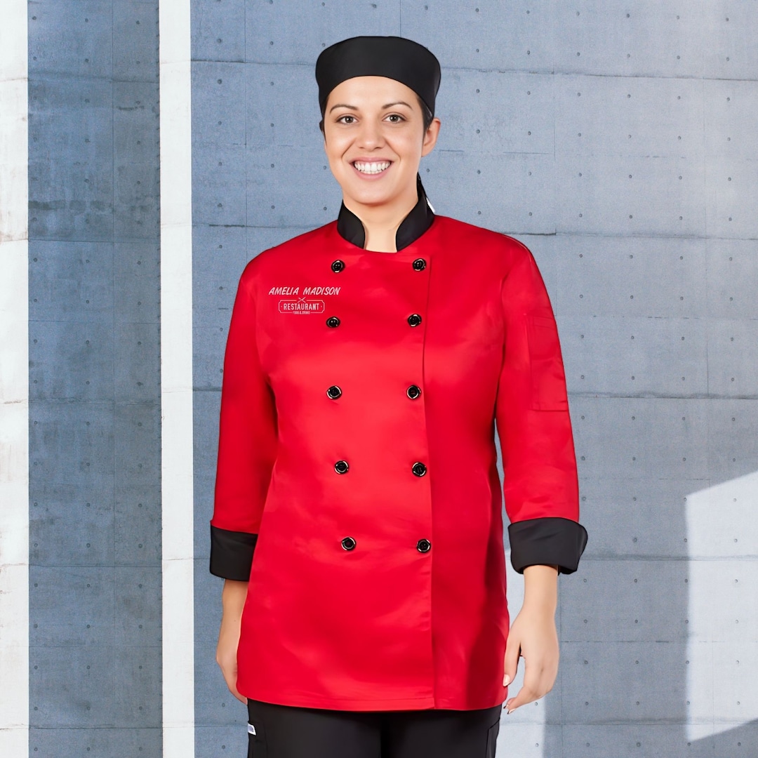 Custom Chef Coat With Embroidery, Personalized Zipper Closure Chef Coat ...