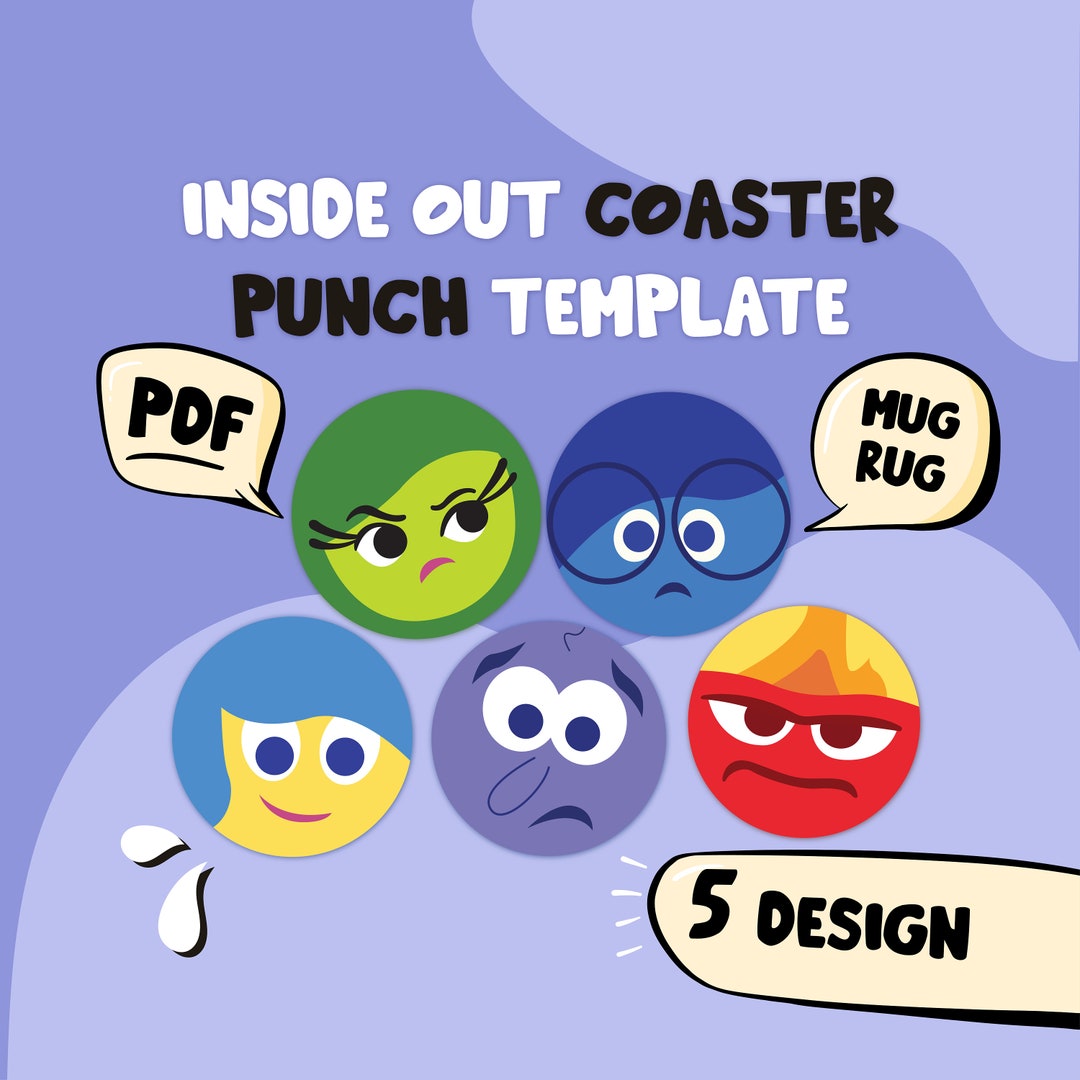 Inside Out Punch Needle Pattern, Cartoon Characters Coaster Punch ...