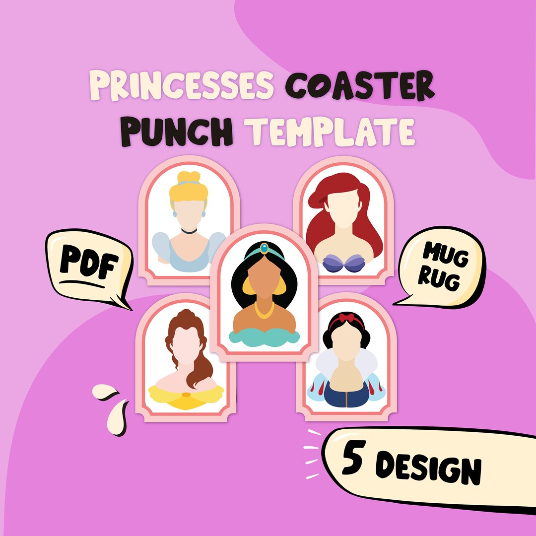 Princesses Punch Needle Pattern, Cartoon Characters Coaster Punch ...