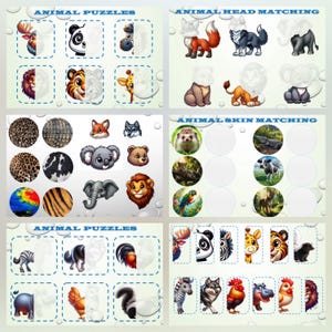 Animal Matching Puzzle Activity, Animal Skin Pattern Matching, Toddler ...