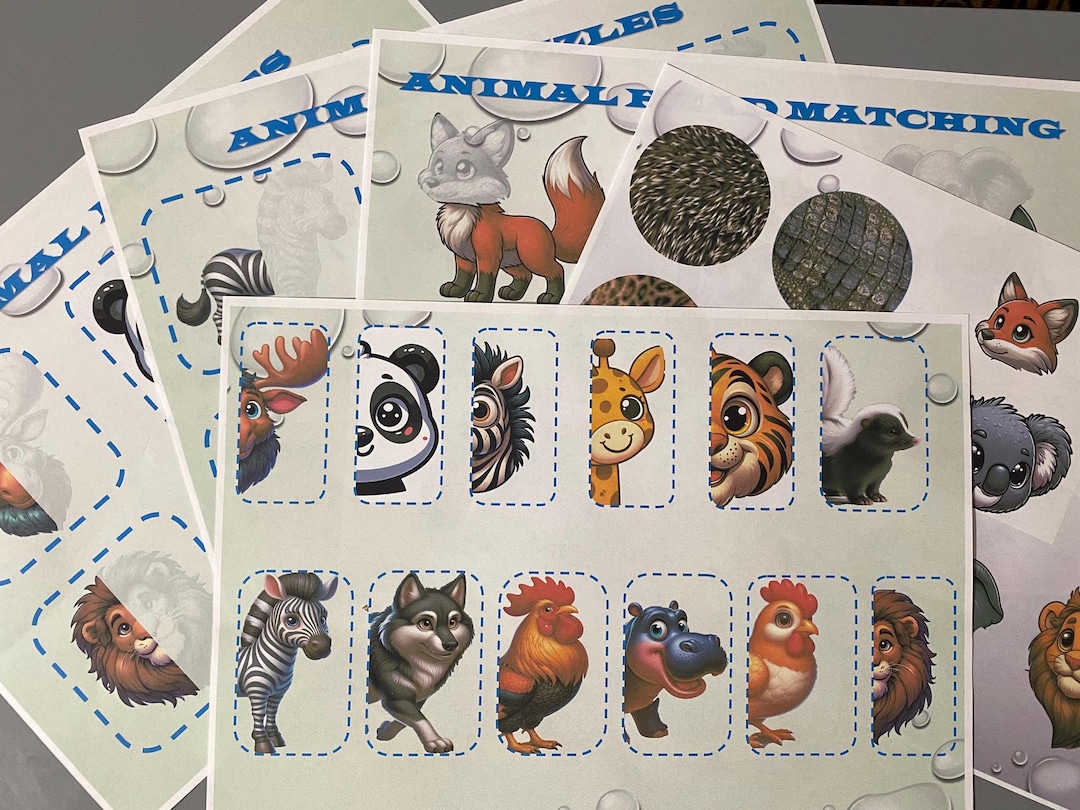 Animal Matching Puzzle Activity, Animal Skin Pattern Matching, Toddler ...