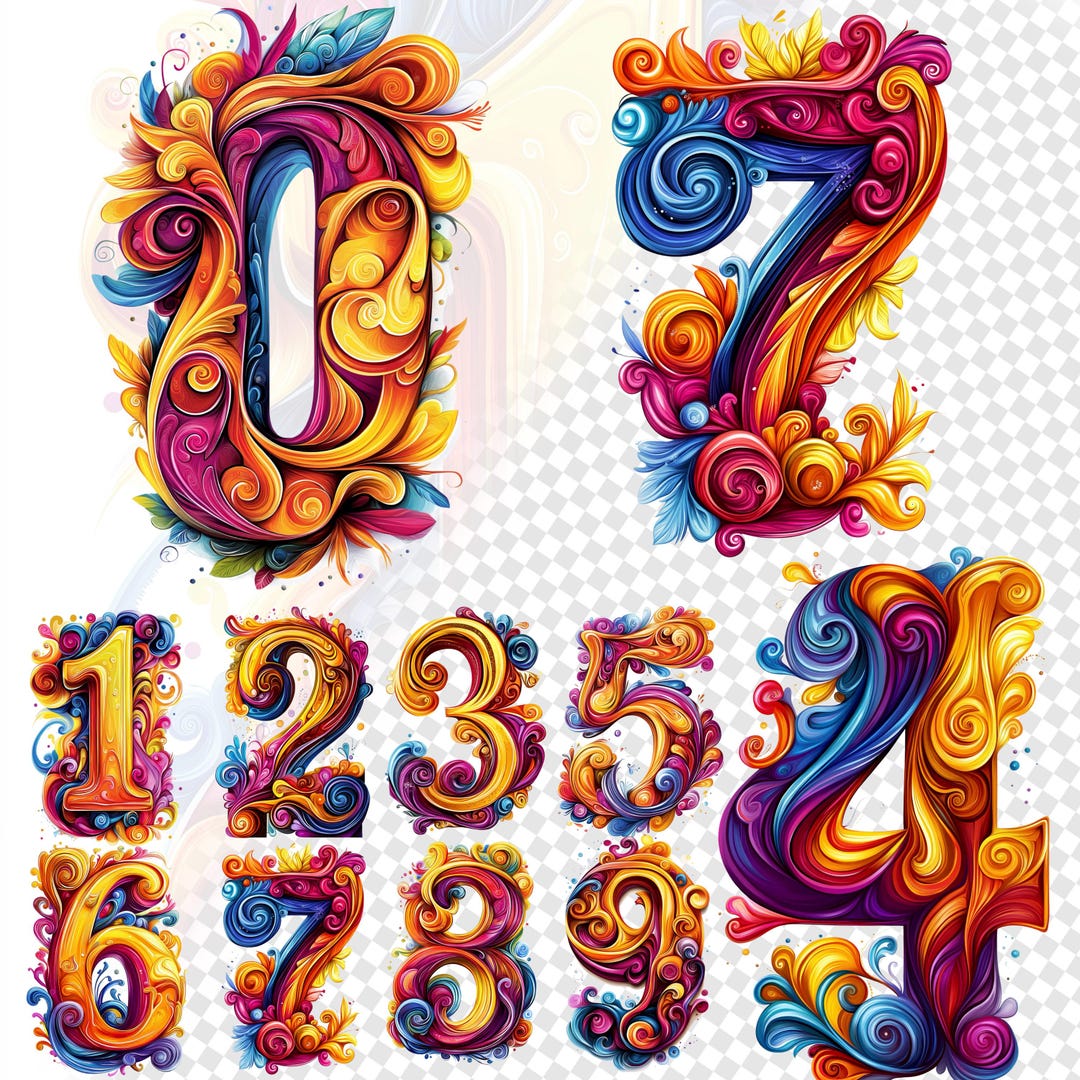 High-quality Number Clipart PNG Artistic Numbers for DIY & Design ...
