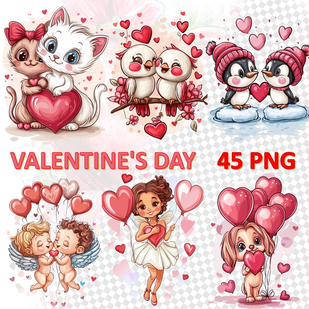Valentine's Day Clipart, Love Digital Download, Watercolor Valentine's ...