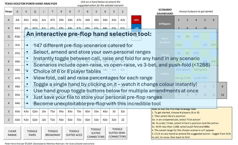 Poker Pre-flop Strategy Tool - Editable [macros Required] - Etsy
