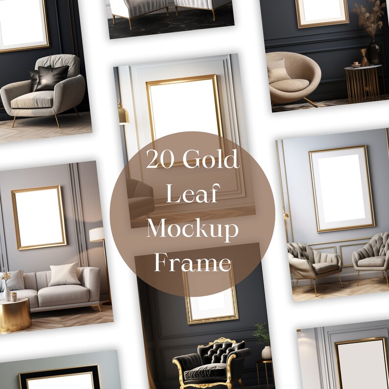 Gold Leaf Frame Mockup Bundle, Blank Wall Art (PNG) - Etsy