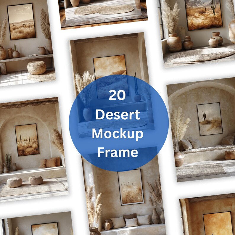 20 Frame Desert Mockup , Styled PNG Mockup Bundle, Poster, Art Decor ...
