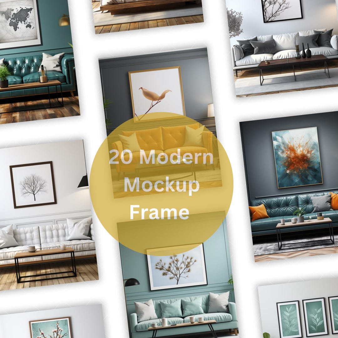 20 Green Modern Frame Mockup Bundle, Gallery Wall Template (PNG) - Etsy