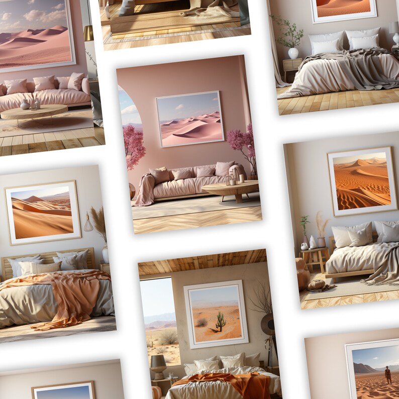 20 Frame Desert Mockup , Styled PNG Mockup Bundle, Poster Mockup ...