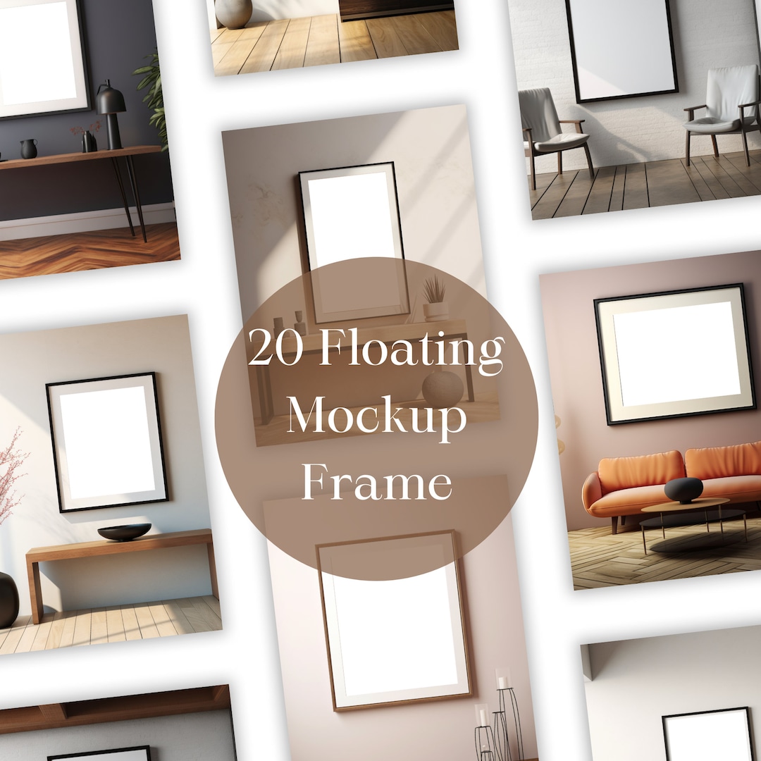 20 Floating Mockup Frames, Vertical Frame Styled Png, Minimalist Clean ...