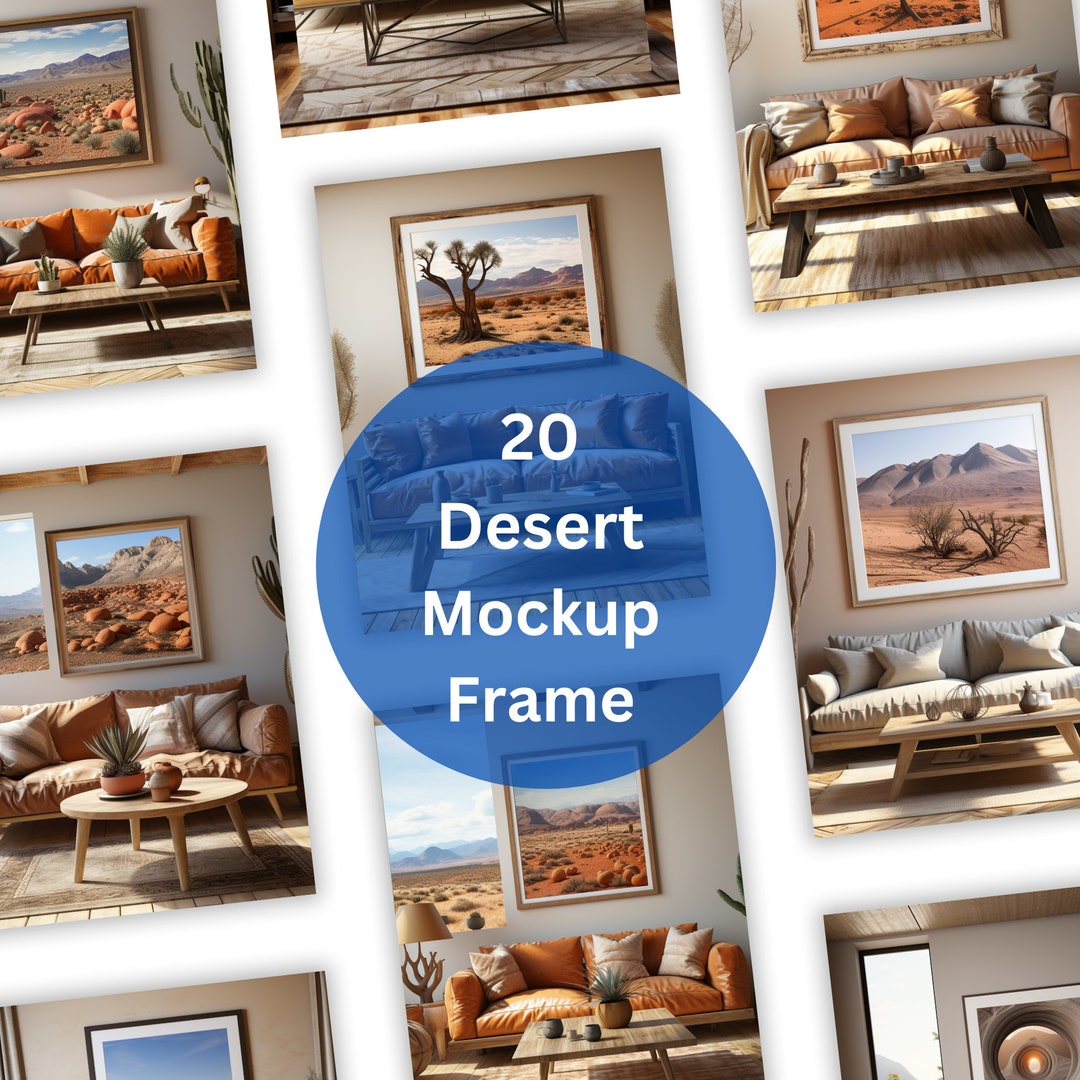 20 Frame Desert Mockup , Styled PNG Mockup Bundle, Poster Mockup ...