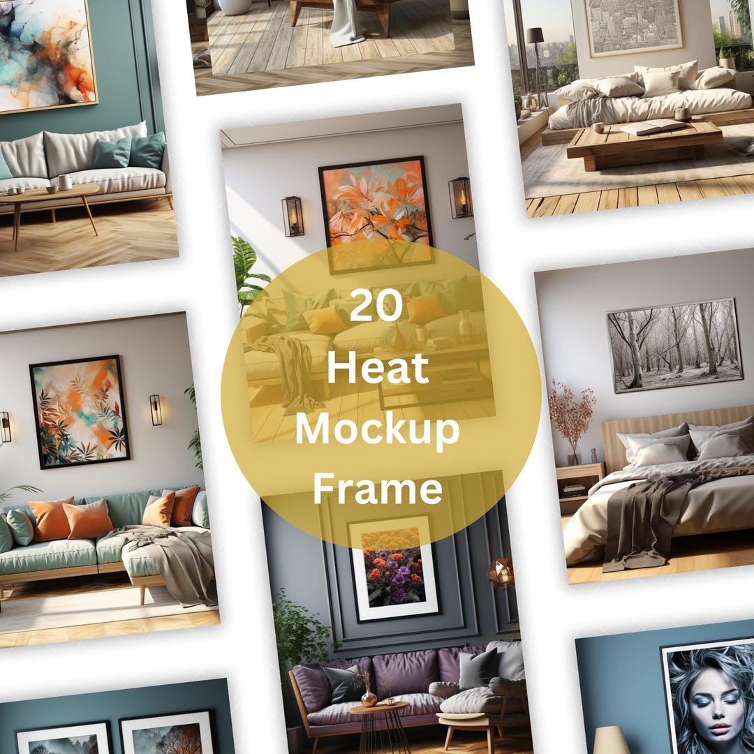 20 Beige Heat Mockup Frames: Vertical Frame Styled Pngs, Minimalist ...