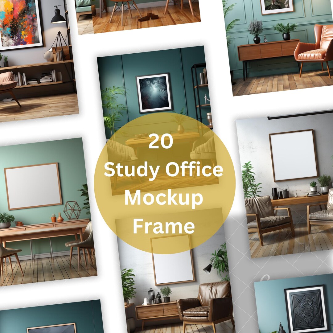20 Green Color Office Frame Mockup Bundle, Wall Art Frames, Study Decor ...