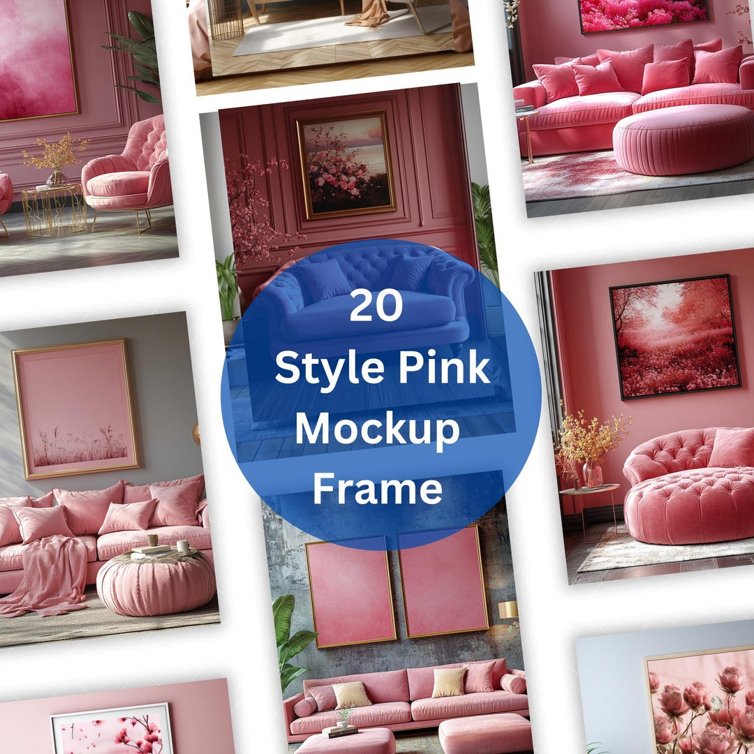 20 Elegant Frame Pink Mockups , Vertical Styled Frames PNG for Wall Art ...
