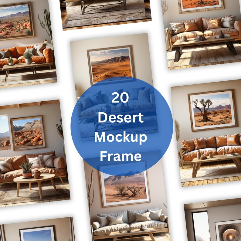 20 Frame Desert Mockup , Styled PNG Mockup Bundle, Poster, Art Decor ...