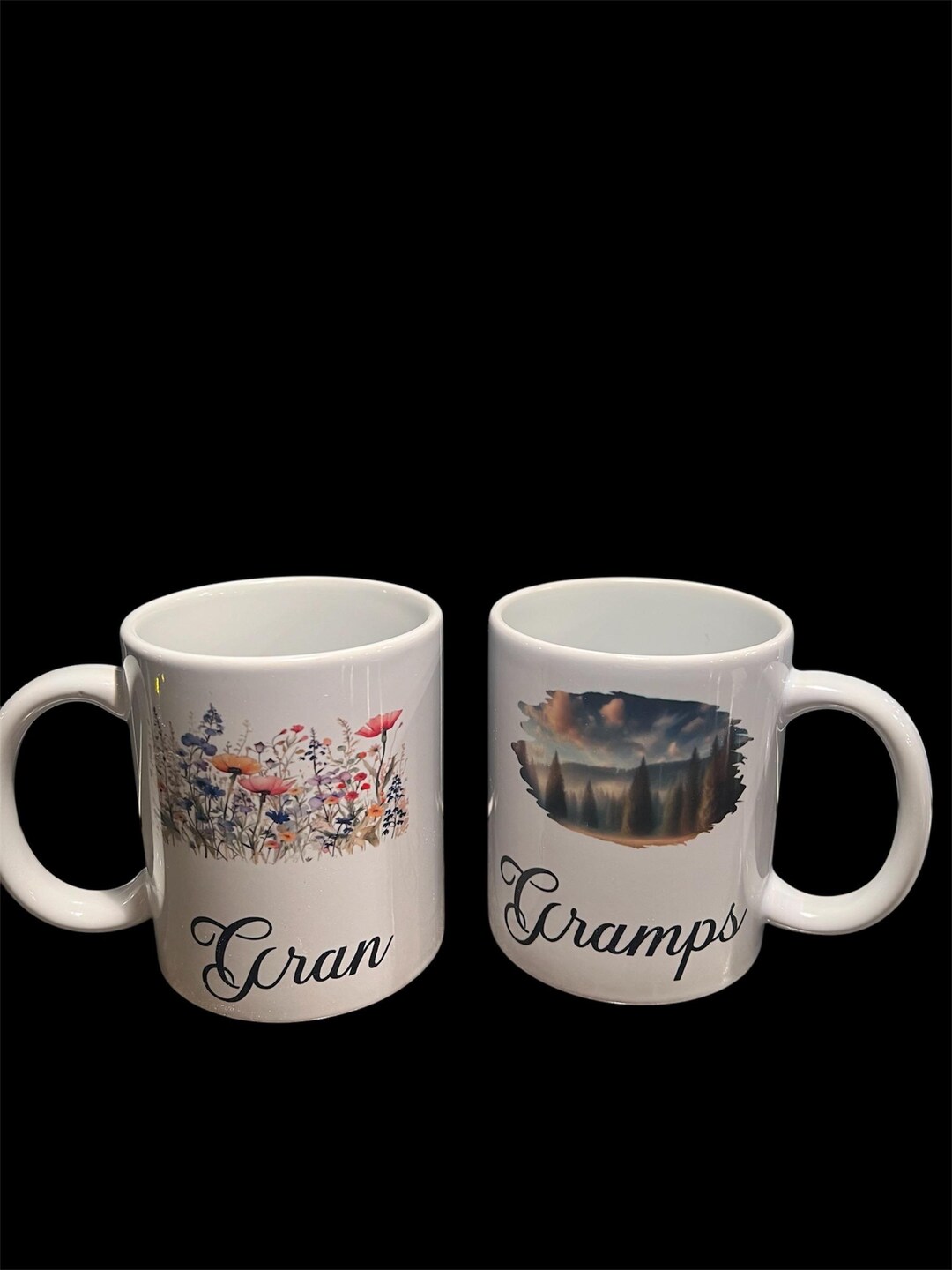 Gran and Gramps Mug With Floral and Forest Design. - Etsy