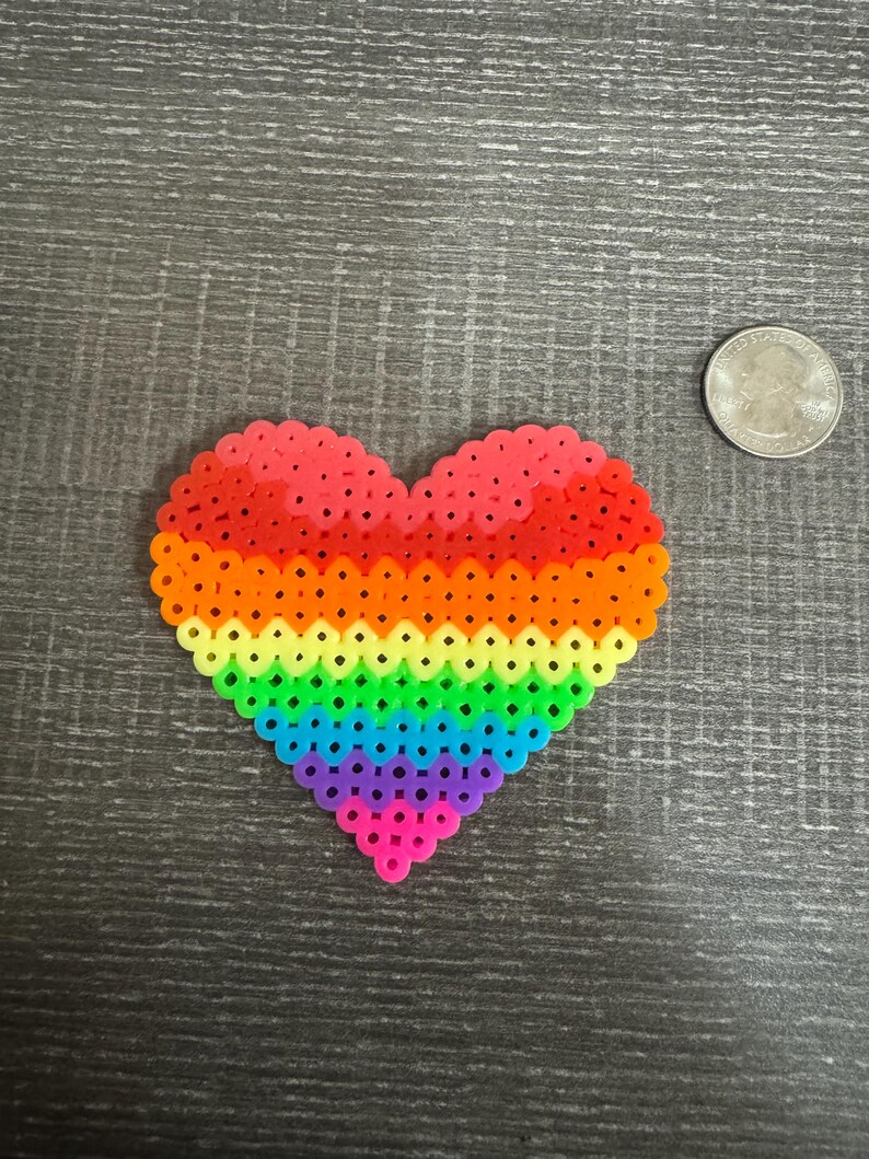 Fuse Bead Rainbow Heart - Etsy