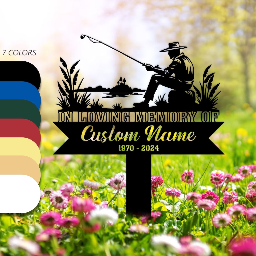Personalized Fisherman Fishing Memorial Stake, Fishing Lover Gift ...