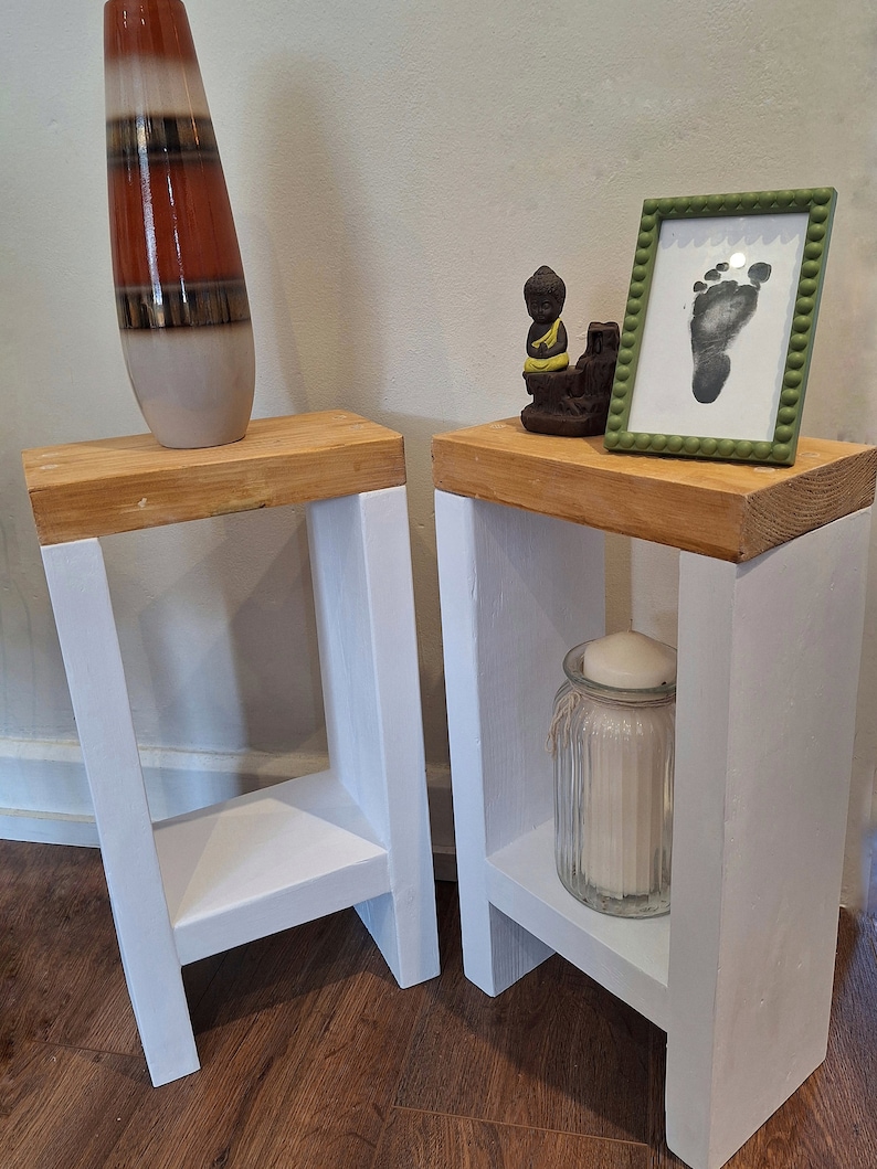 Handmade Reclaimed Timber Side Table, Rustic Wooden Farmhouse Table ...