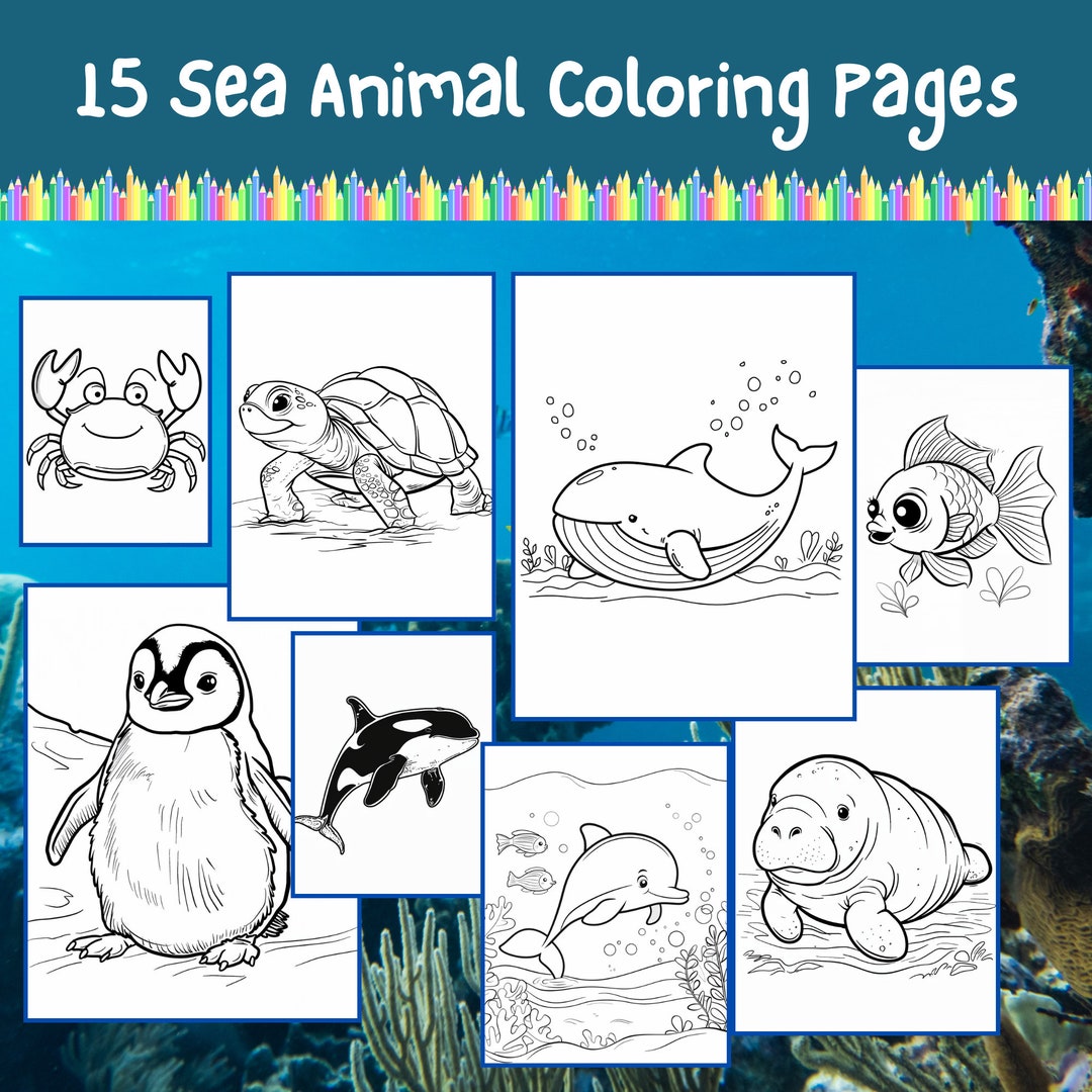 15 Printable Sea Animal Coloring Pages, Cute Animals, Great for ...