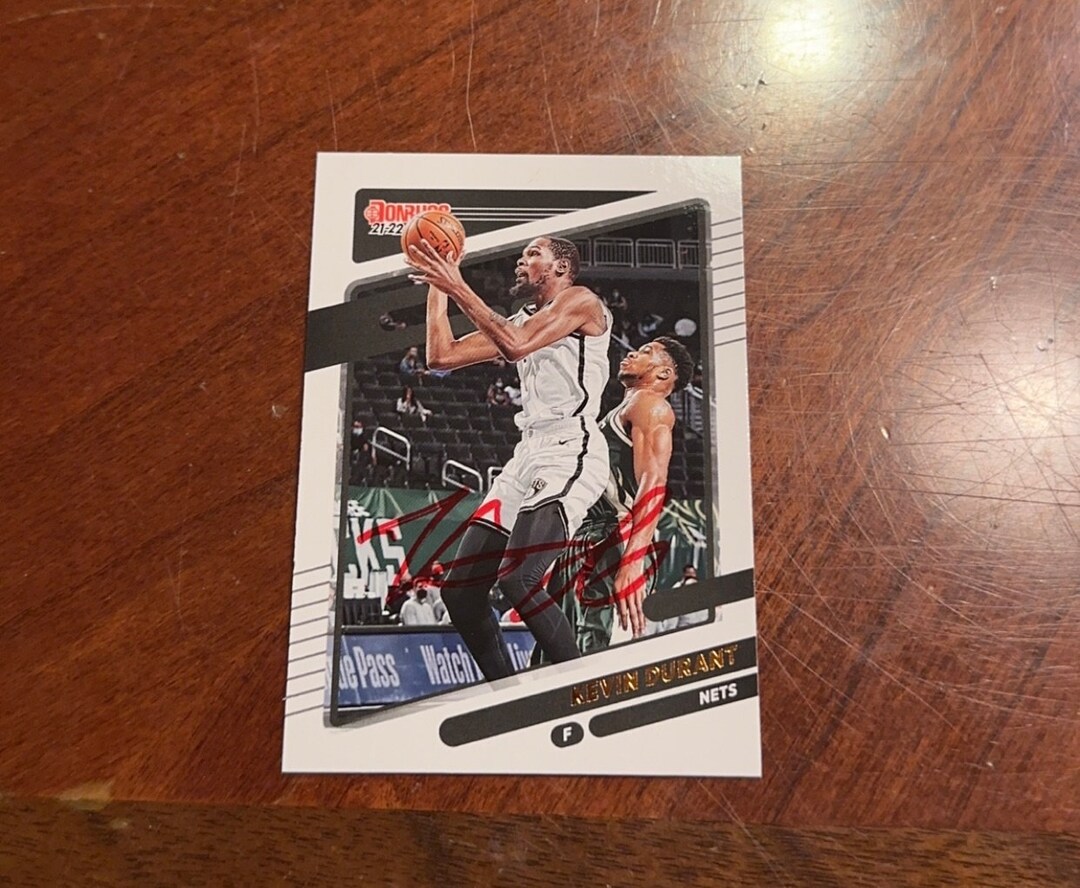 Kevin Durant Autographed Card Panini Donruss Basketball Brooklyn Nets ...