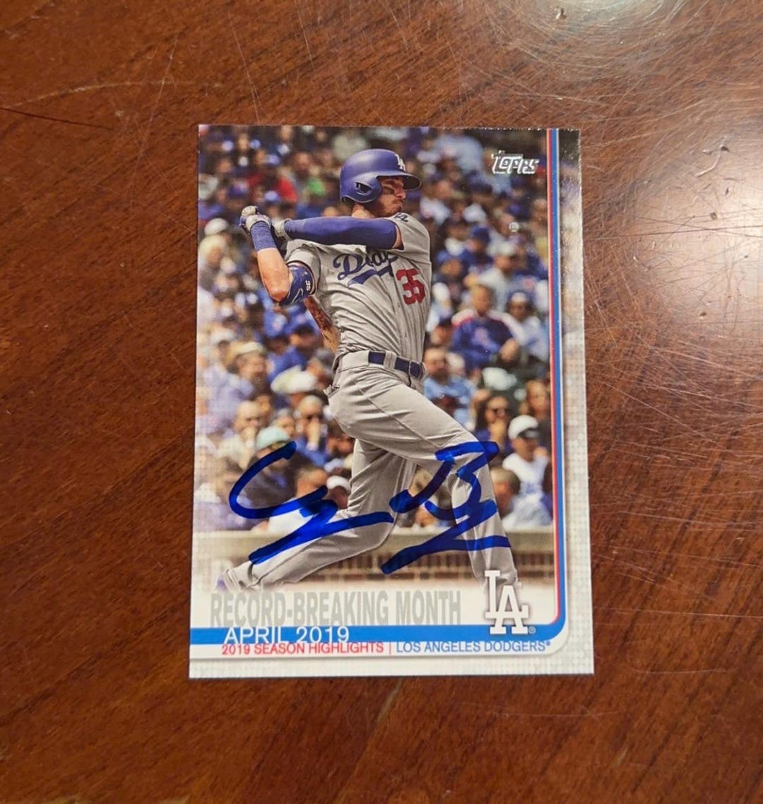 Cody Bellinger Autographed Card Topps Record Breaking Month Insert ...