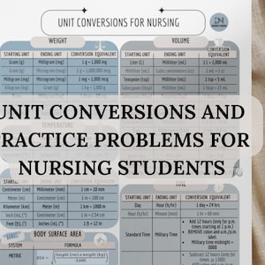 Nursing Unit Conversions and Equivalents Cheat Sheet, Digital PDF With ...