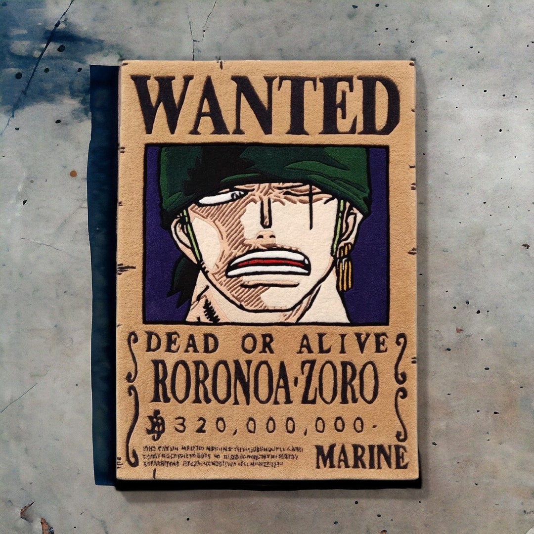 Roronoa Zoro Wanted Poster Rug, One Piece Wanted Poster Anime Rug, Zoro ...