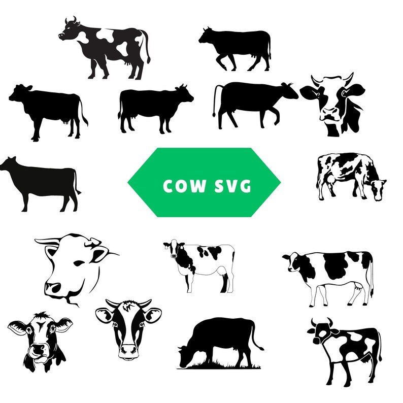 Cow SVG, Cow PNG Bundle, Cow Clipart, Cow SVG Cut Files Cricut, Cow ...