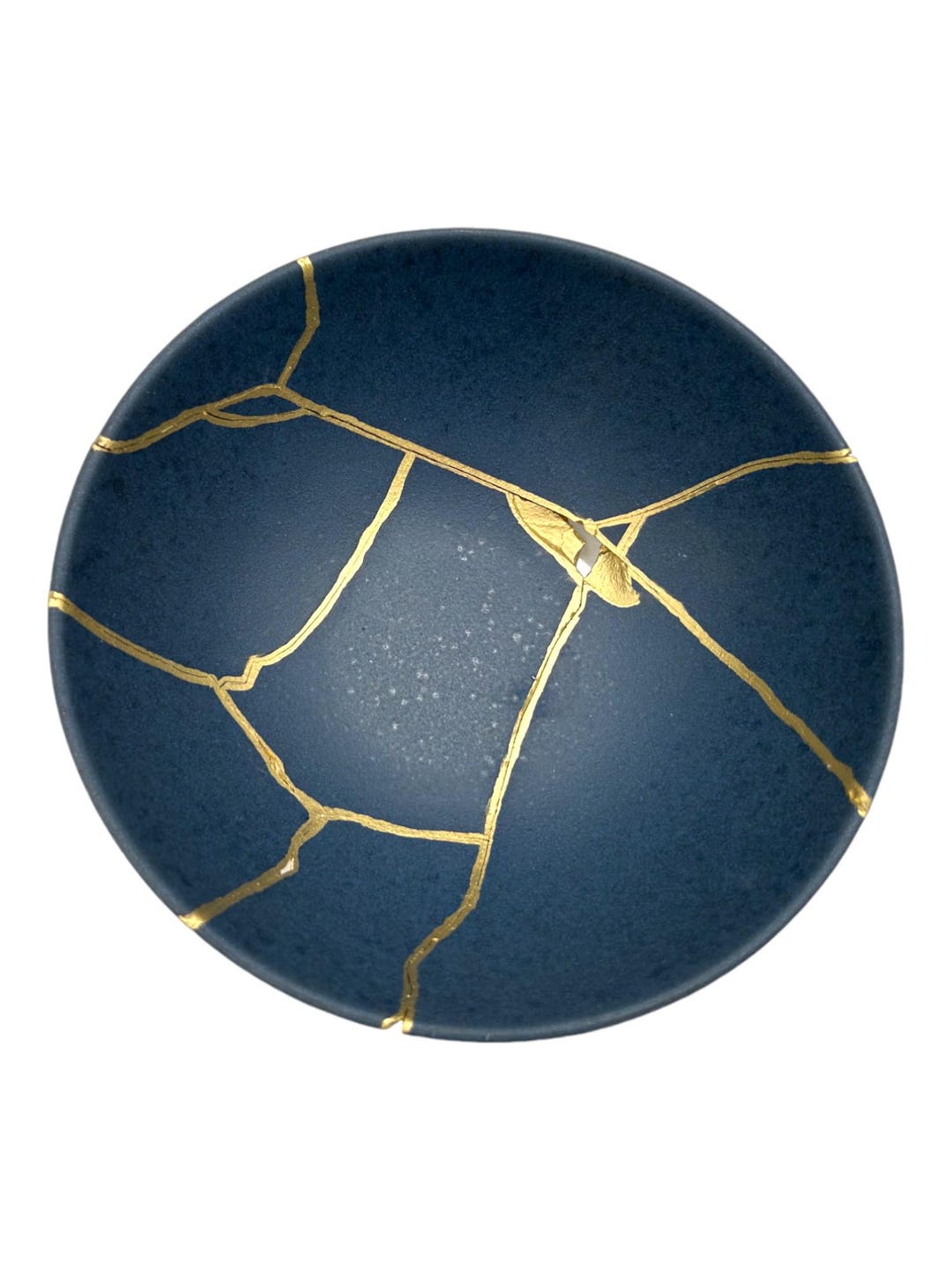 Blue Kintsugi Stoneware Ceramic Bowl Broken Repaired Japanese Pottery ...
