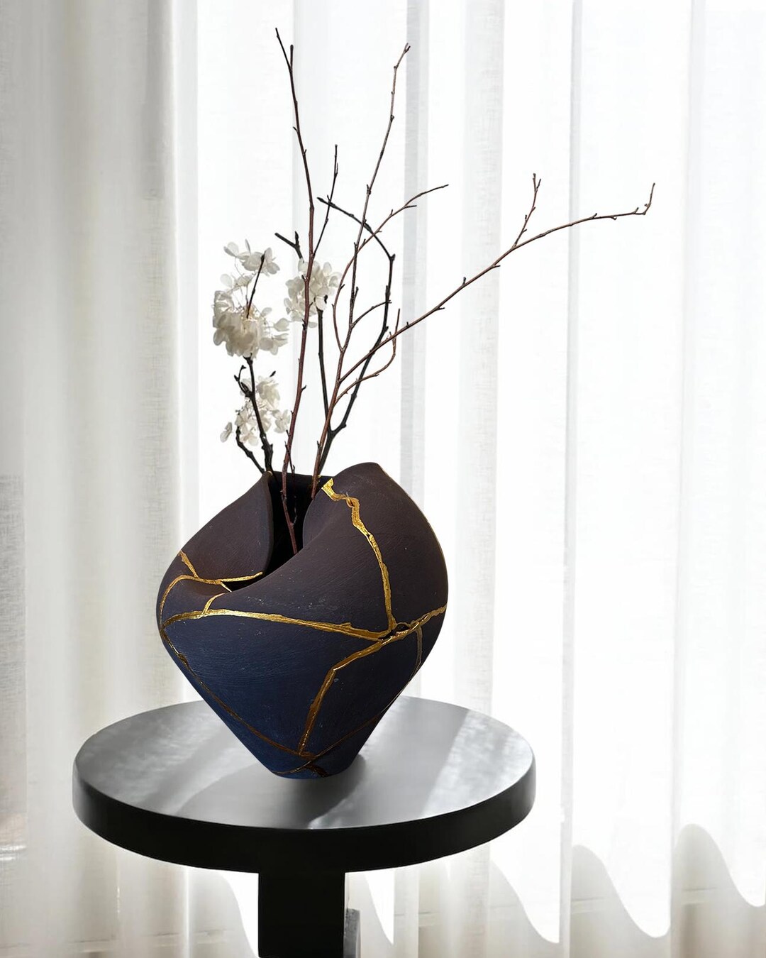 Modern Kintsugi Rau Vase - Broken + Repaired Japanese Pottery - Hand ...