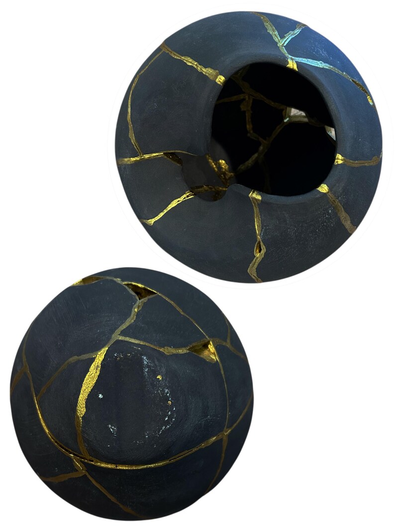 Modern Kintsugi Rau Vase - Broken + Repaired Japanese Pottery - Hand ...