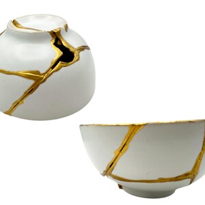 Kintsugi Gold Rim Stoneware Ceramic Bowl Gift Presentation Box Broken ...