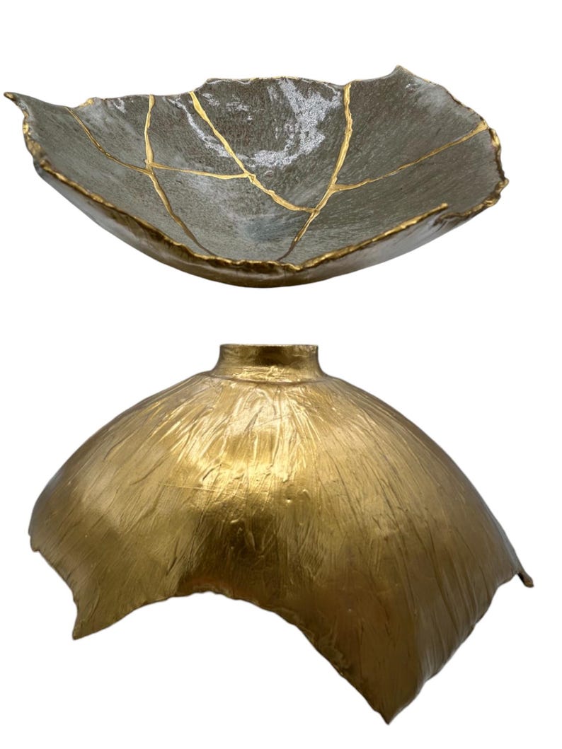 Feuille Torn Edge Kintsugi Wood Fired Ceramic Bowl Broken Repaired ...