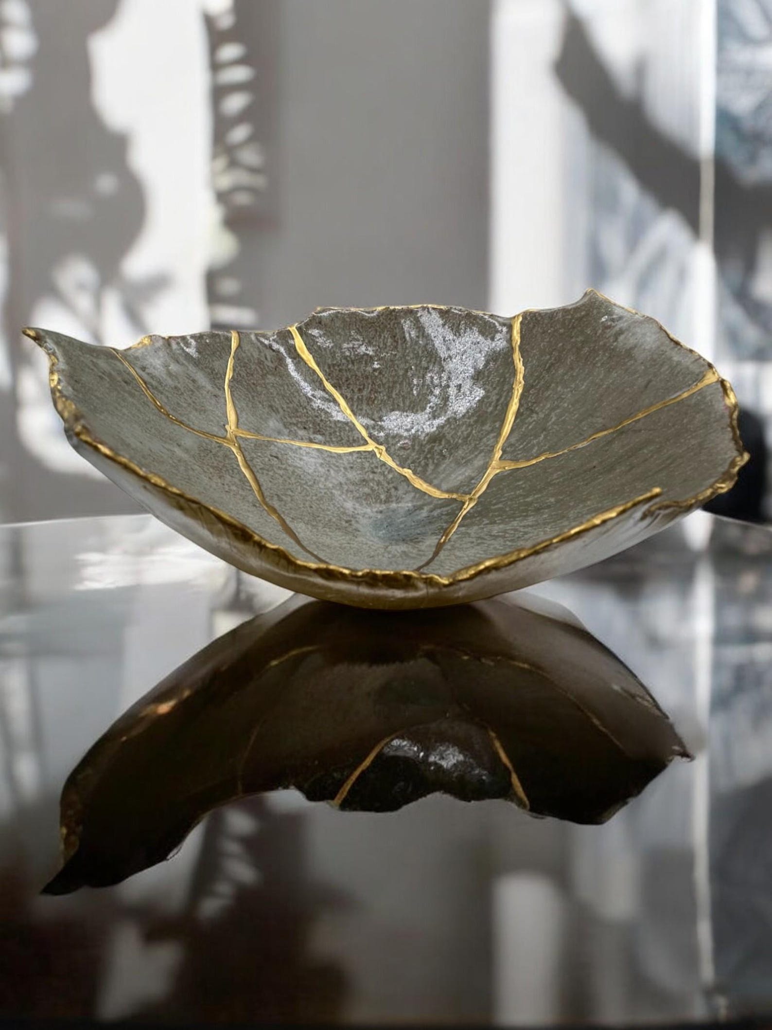Feuille Torn Edge Kintsugi Wood Fired Ceramic Bowl Broken Repaired ...