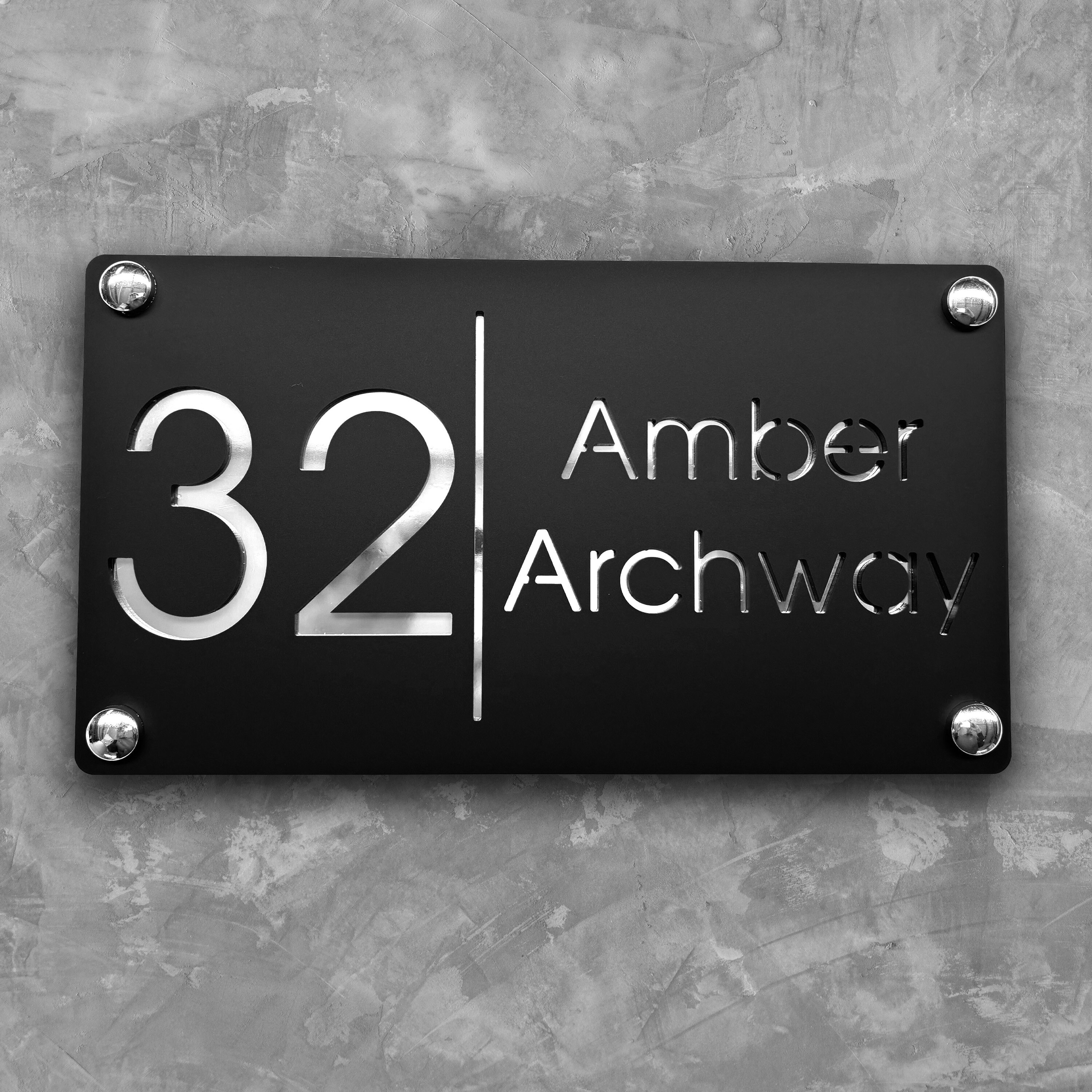 House Number Name Wall Plaque UK Precision Cut Acrylic House Number ...